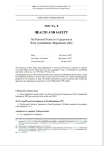 Personal Protective Equipment at Work Regulations 2022 - SEHV Services