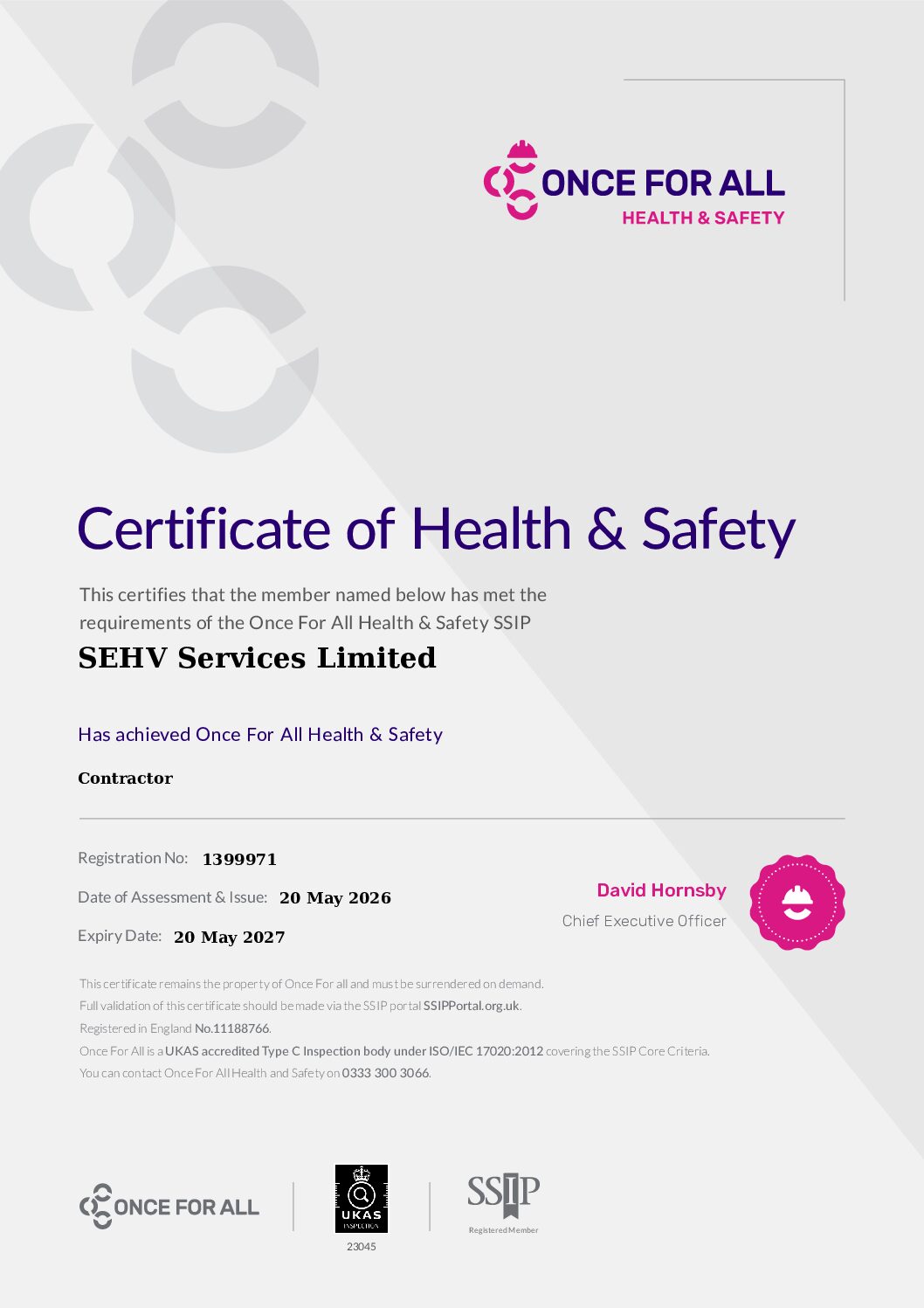 Safety First: SEHV Services Achieves Once For All Health & Safety SSIP ...